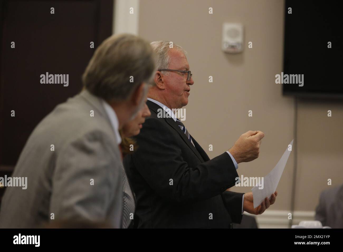 Defense attorney Andy Savage speaking during the murder trial of former ...