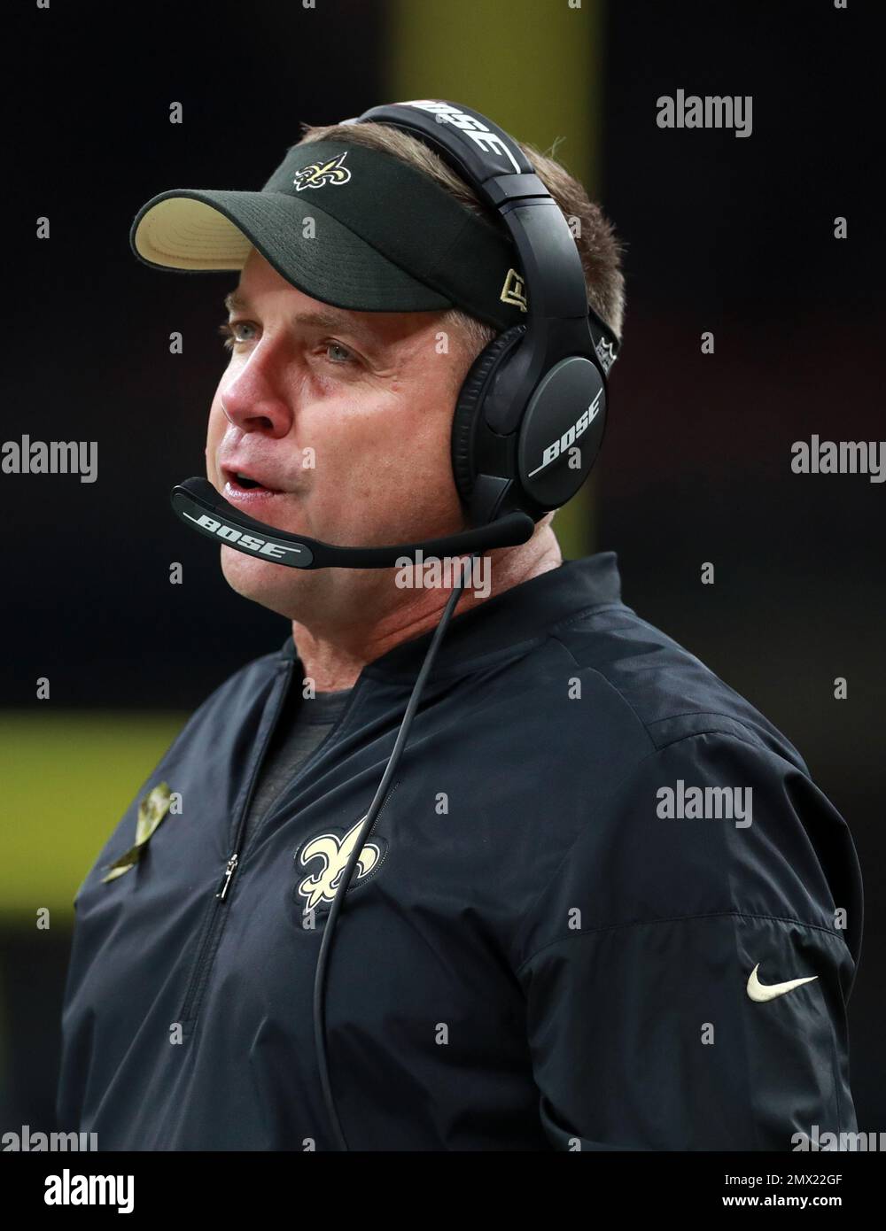 New Orleans Saints head coach Sean Payton watches his team play the ...