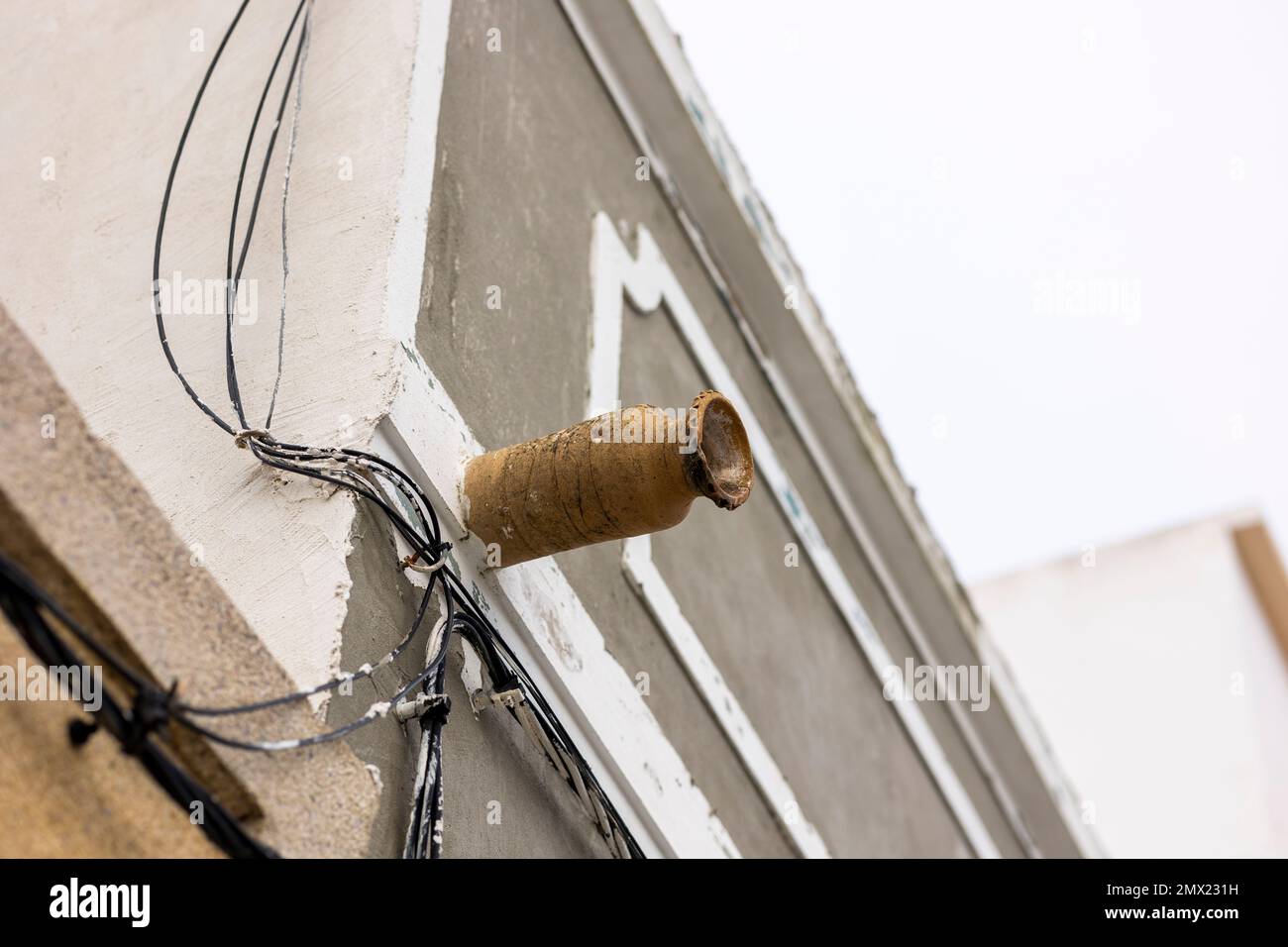 Traditional water drainage system on house made of ceramic Stock Photo ...