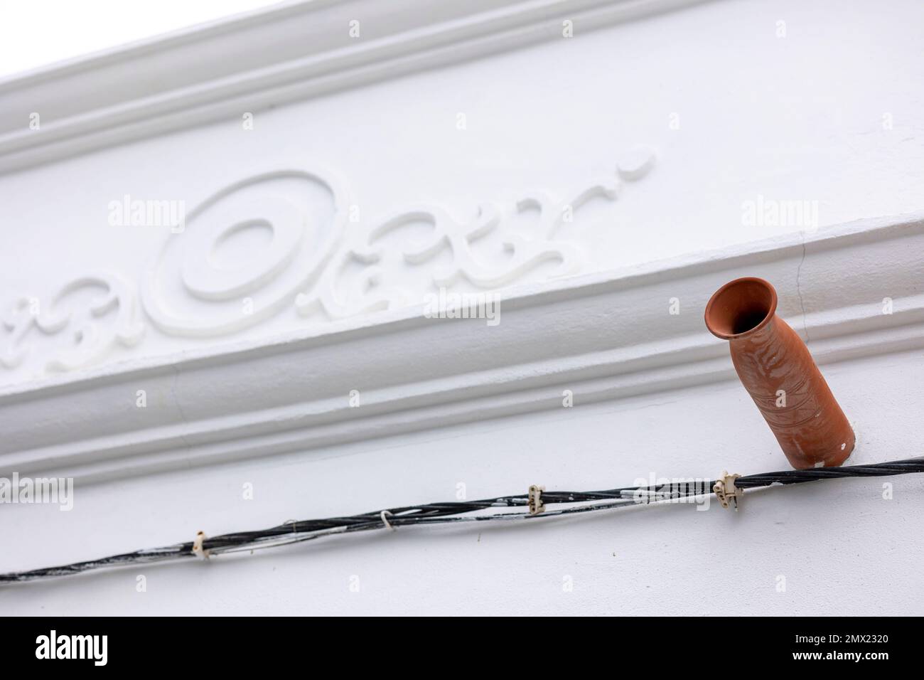 Traditional water drainage system on house made of ceramic Stock Photo ...