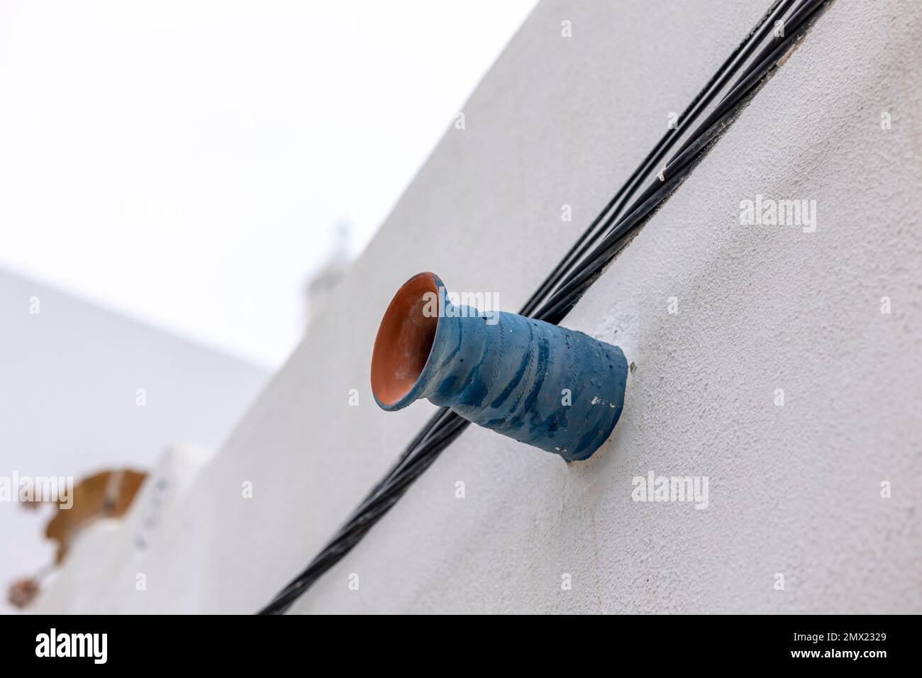 Traditional water drainage system on house made of ceramic Stock Photo ...