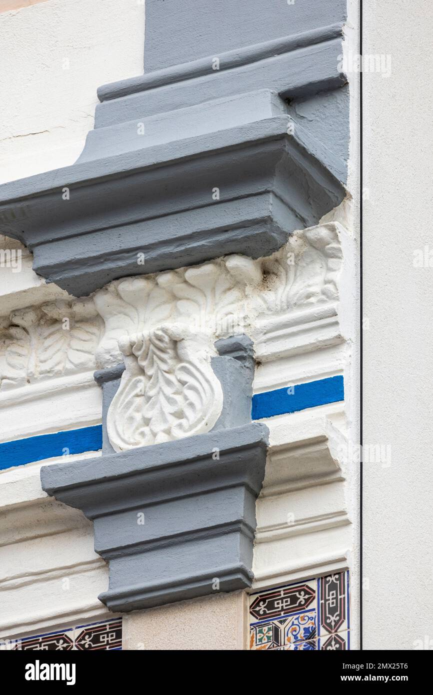 Typical Portuguese House Details From The Algarve With Detailed Platbands And Colorful Azulejo