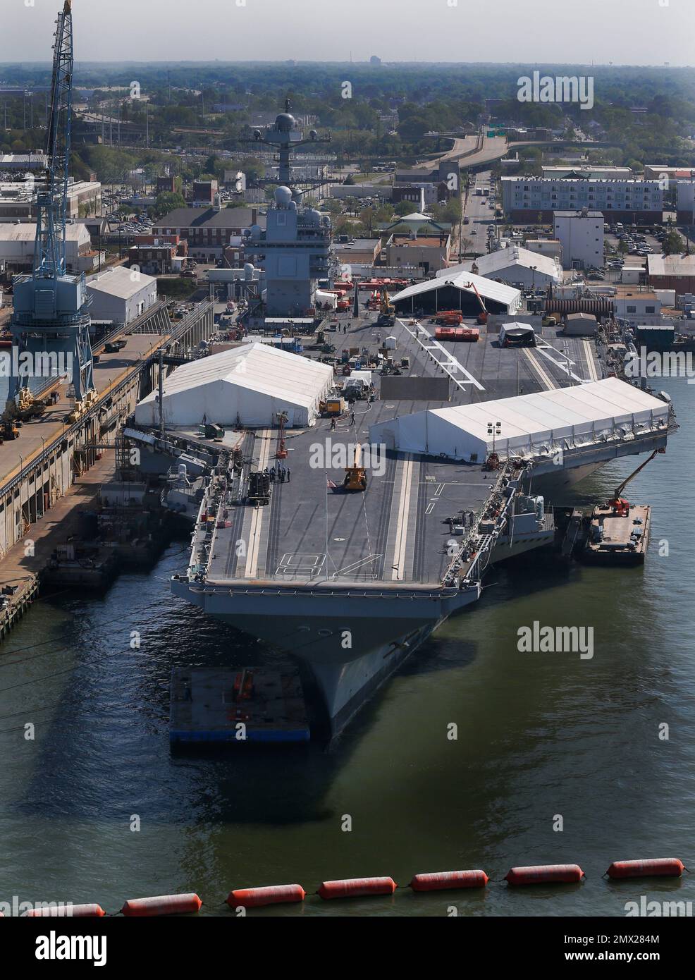 In this April 27, 2016 photo, USS Gerald R. Ford is stationed at ...