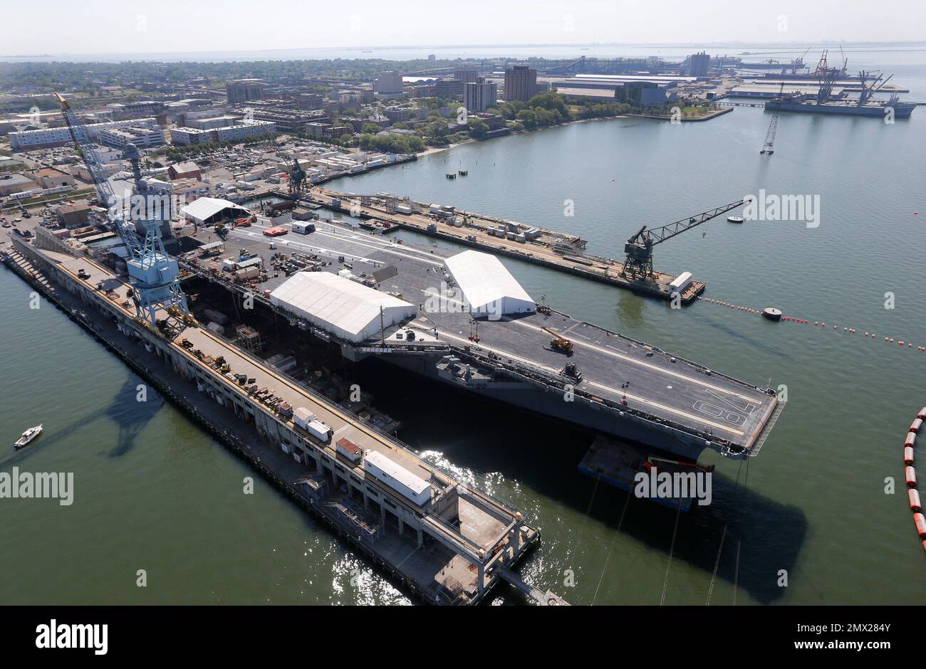 In this April 27, 2016 photo, USS Gerald R. Ford is stationed at ...