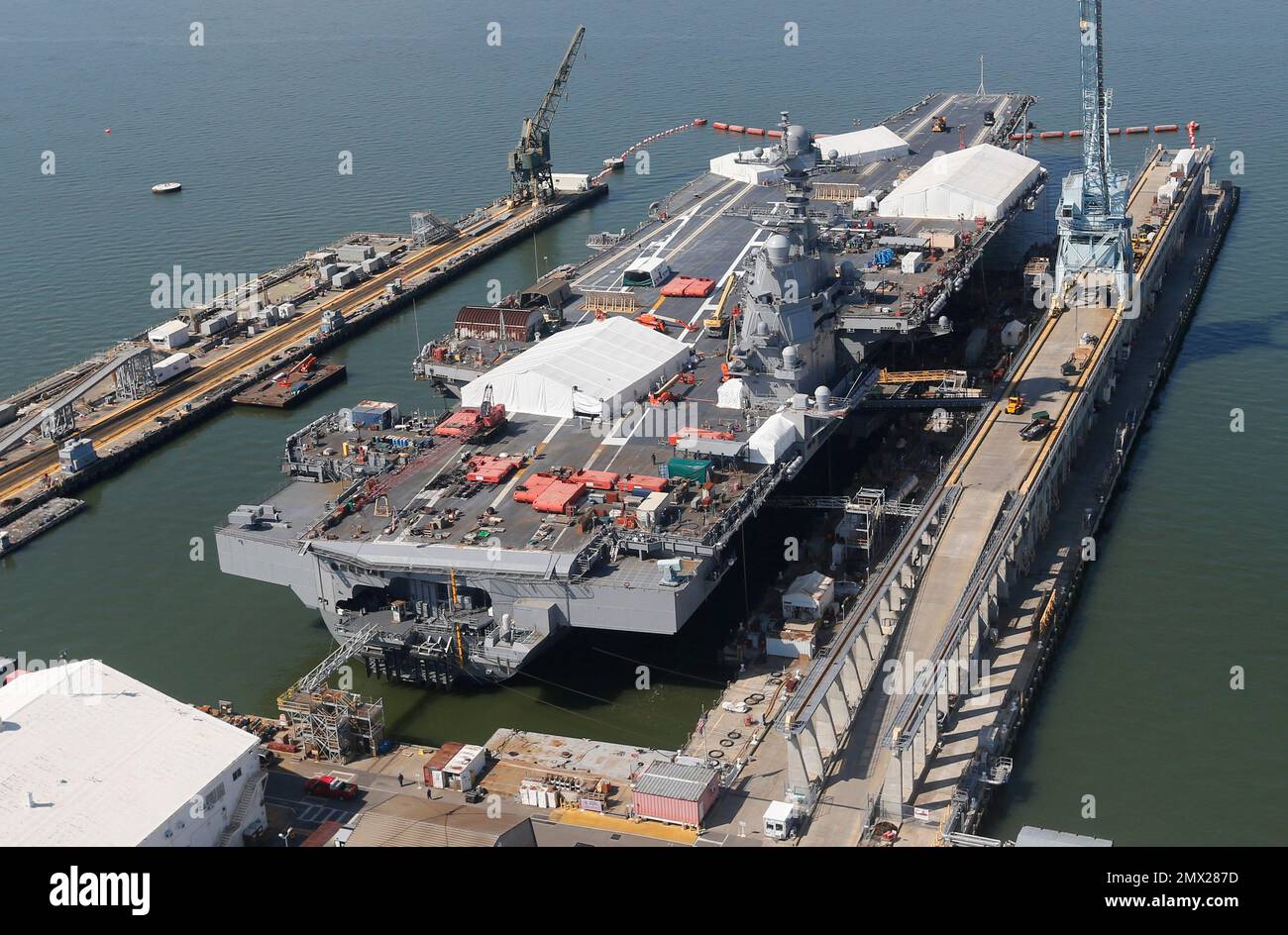 In this April 27, 2016 photo, USS Gerald R. Ford is stationed at ...