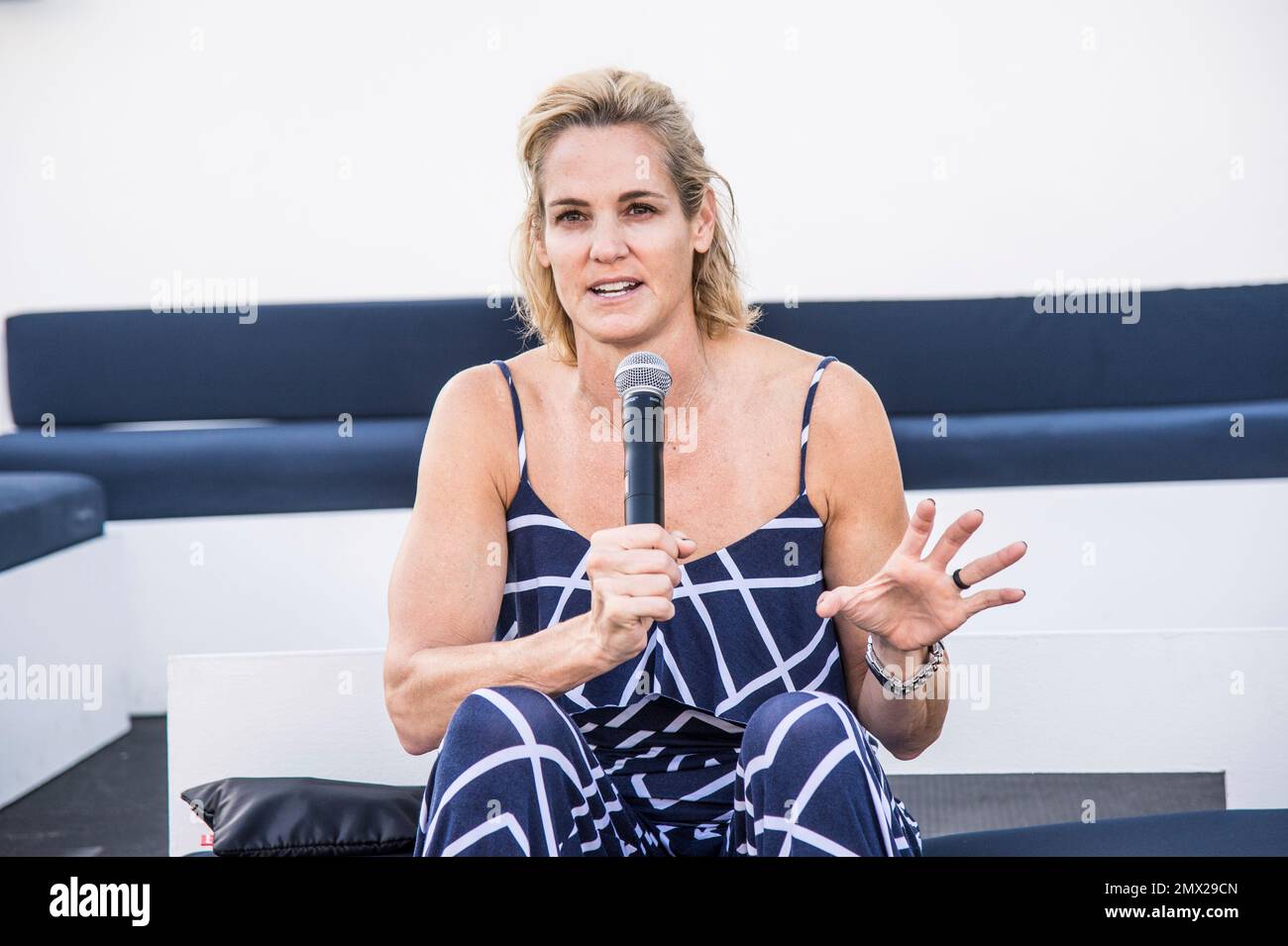 Dara Torres speaks on board the Norwegian Escape during day 2 of the ...