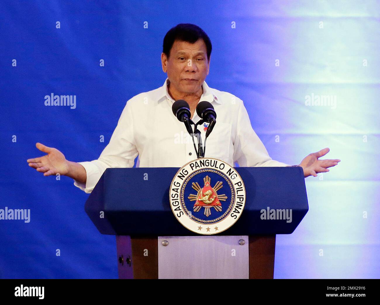 Philippine President Rodrigo Duterte gestures as he attends the 80th ...