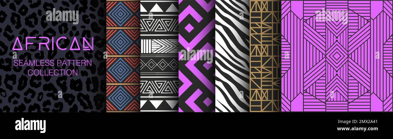 Collection of African Seamless Patterns. Geometry, textures and signs ...