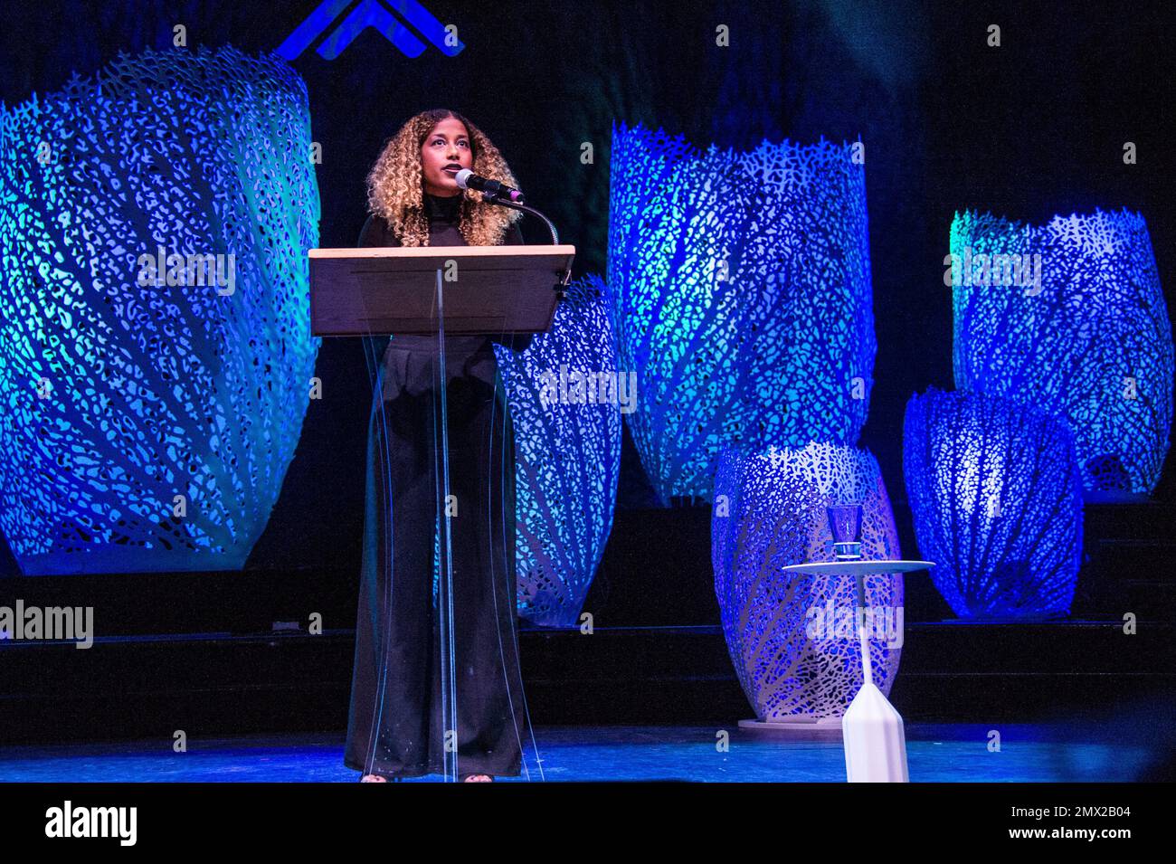 Aja Monet speaks on board the Norwegian Escape during day 1 of the ...