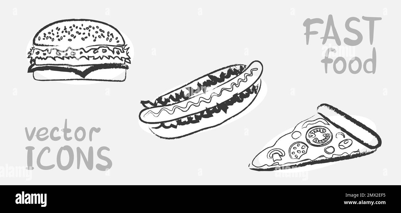 drawing outline fast food icons set Stock Vector Image & Art - Alamy