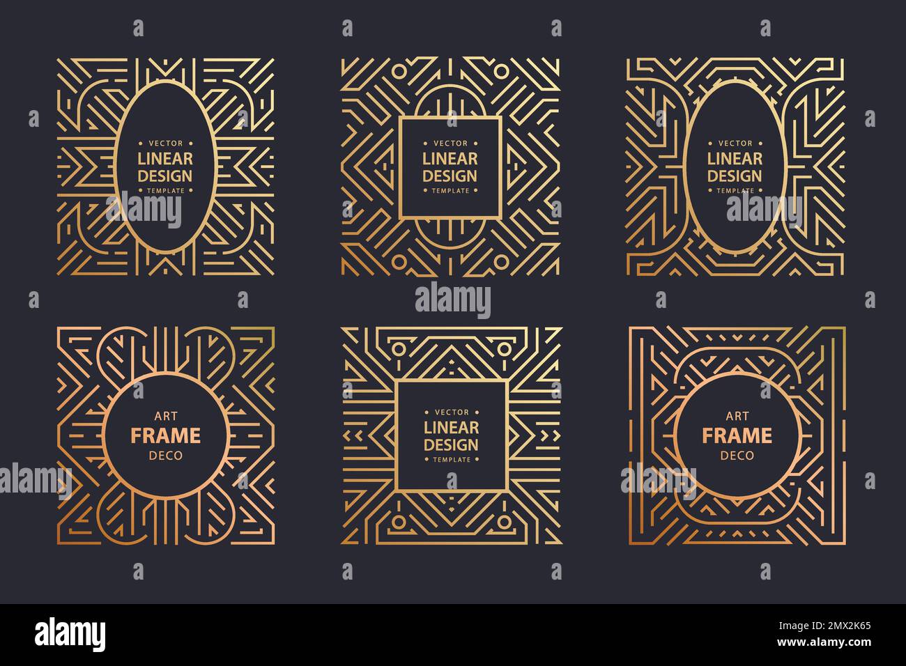 Vector set of luxury line cover templates, frames, square line art deco ...