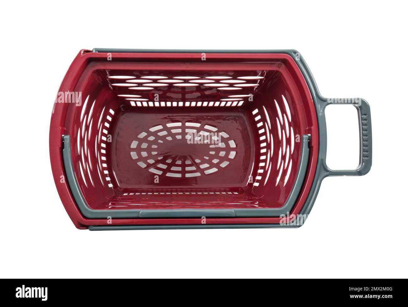 Red empty shopping basket isolated on white, top view Stock Photo - Alamy