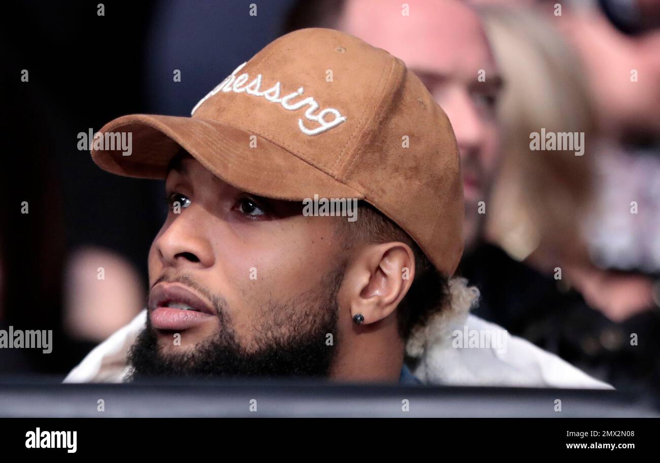 New York Giants' Odell Beckham watches between mixed martial arts bouts ...