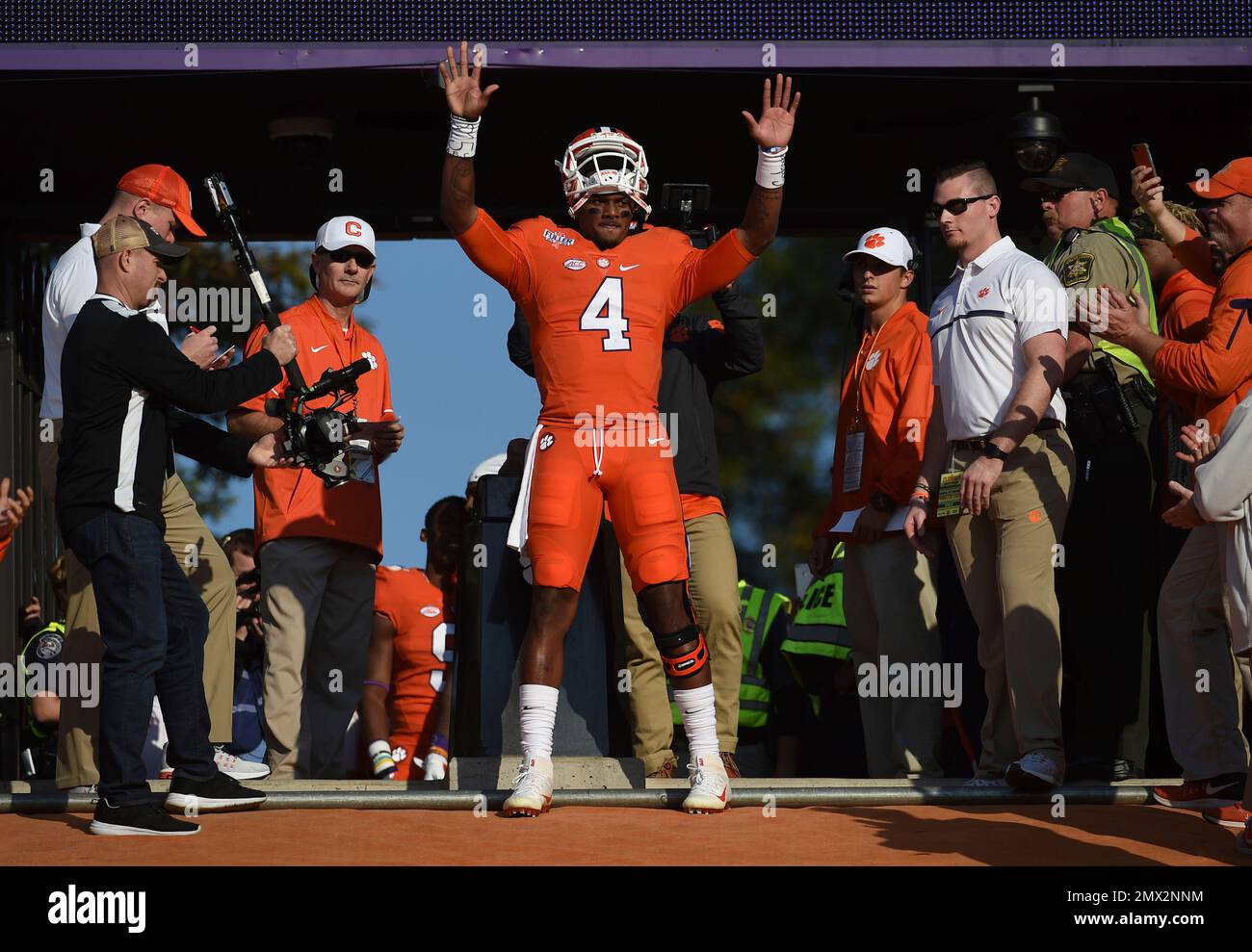 Clemson quarterback Deshaun Watson (4) is introduced before an NCAA ...