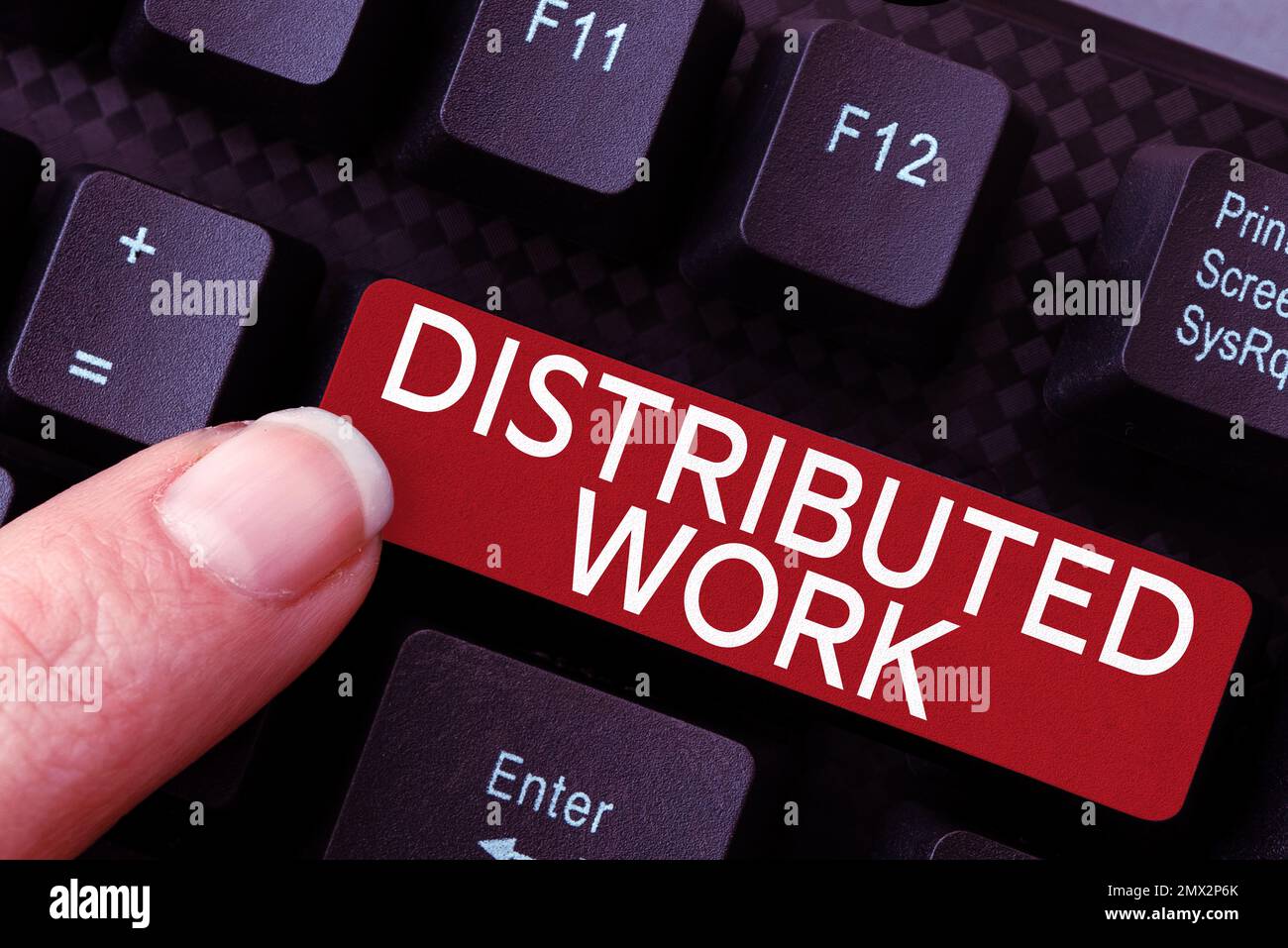 Sign displaying Distributed Work. Business showcase practiced by enterprises using network ...