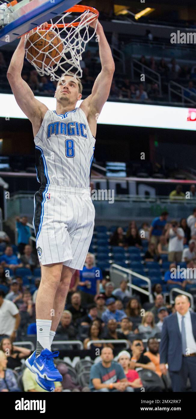 Orlando Magic guard Mario Hezonja (8) dunks the ball during the first ...