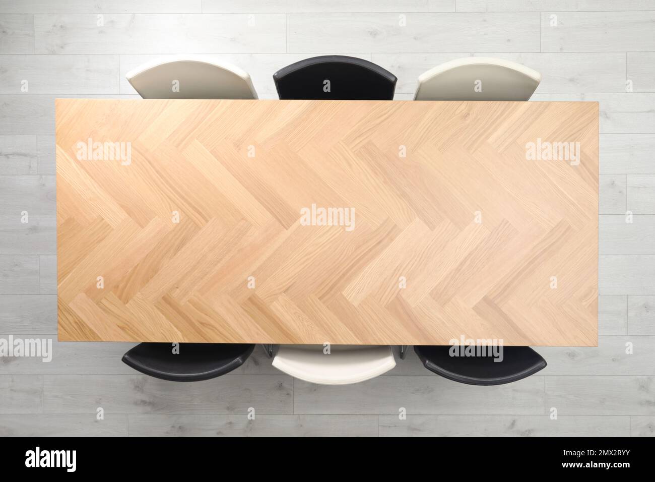 Modern office table with chairs, top view Stock Photo - Alamy