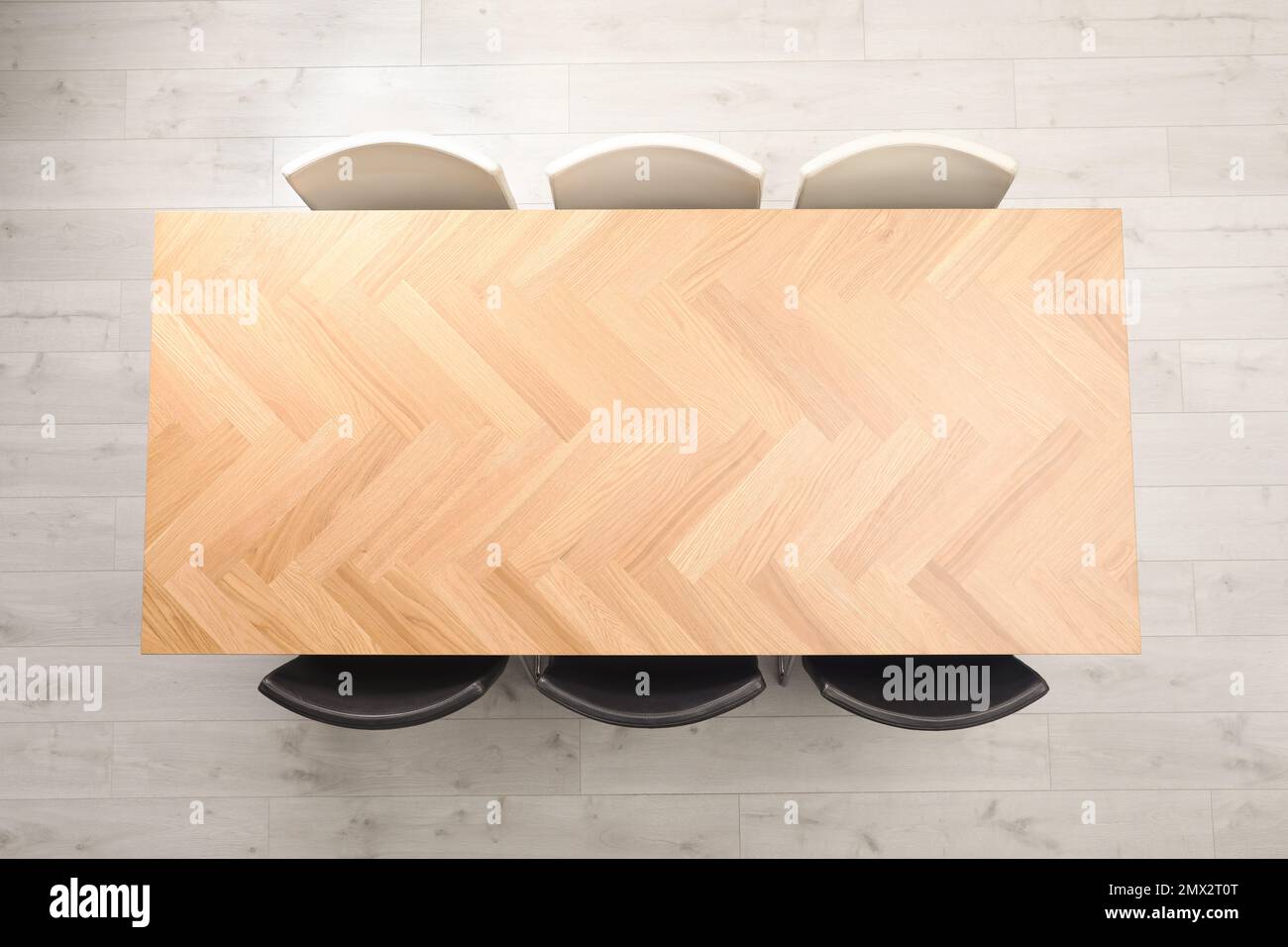 Modern office table with chairs, top view Stock Photo - Alamy