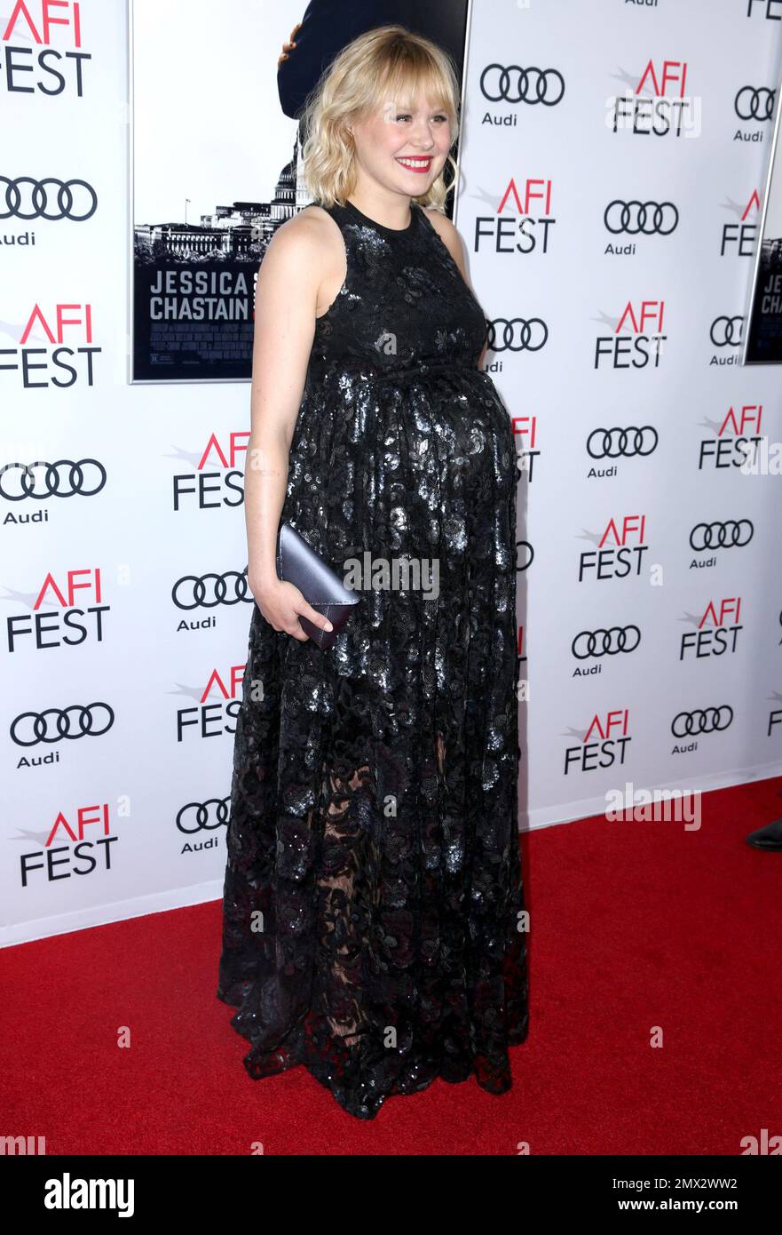 Alison Pill arrives at the world premiere of "Miss Sloane" during the ...