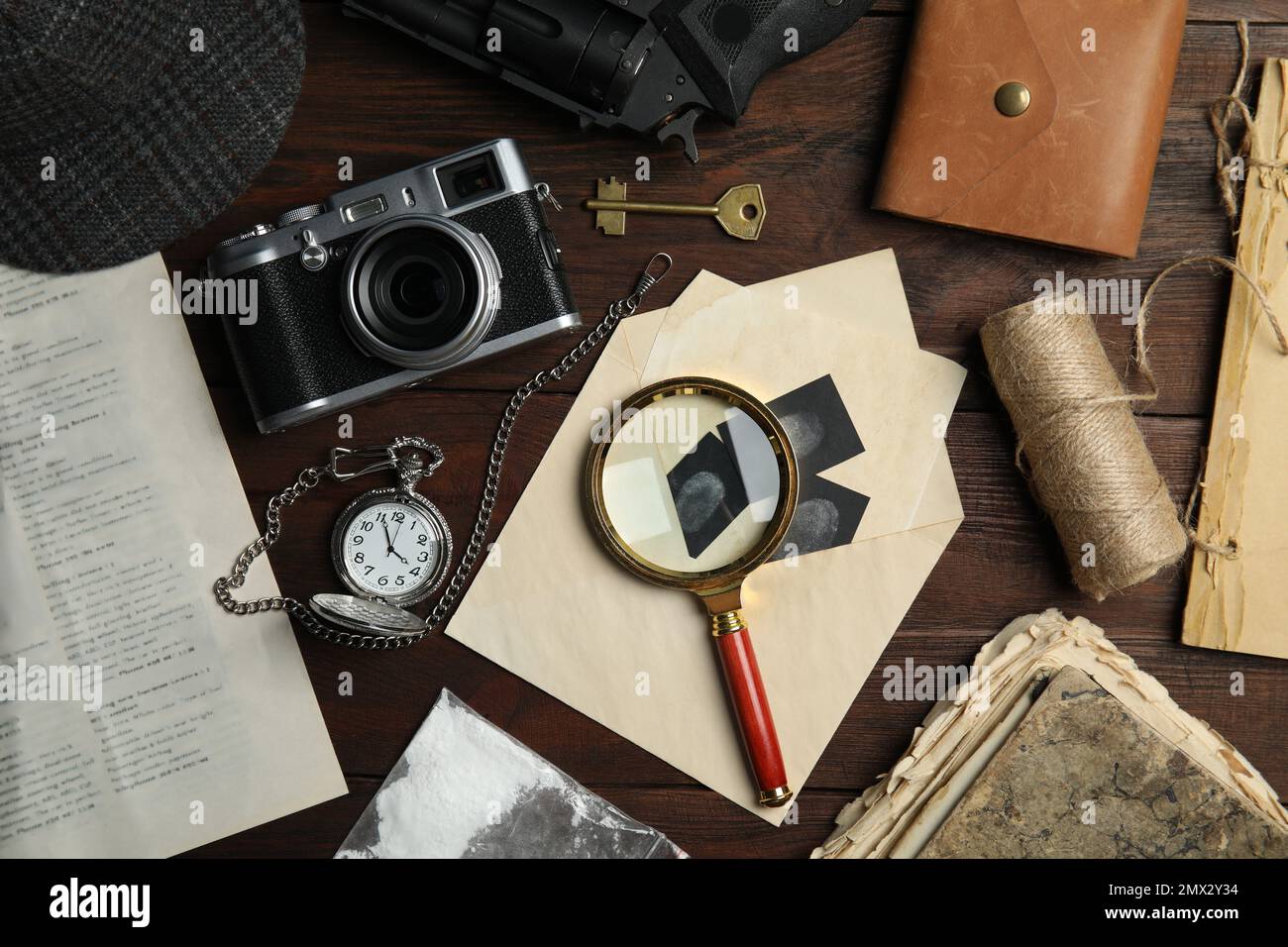 Composition with different vintage items on wooden background ...
