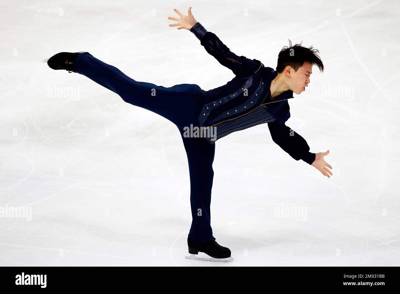 Denis Ten of Kazakhstan competes in the Men Short Program during the ...
