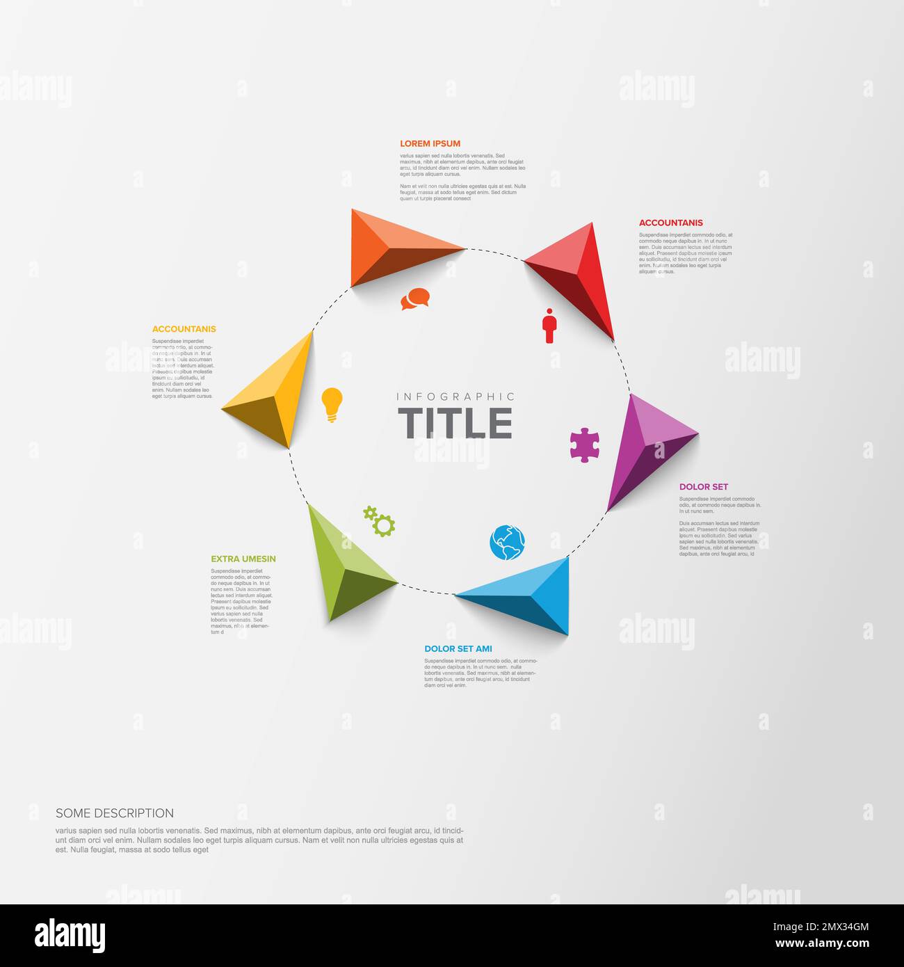 Vector multipurpose Infographic template with title and six triangle ...