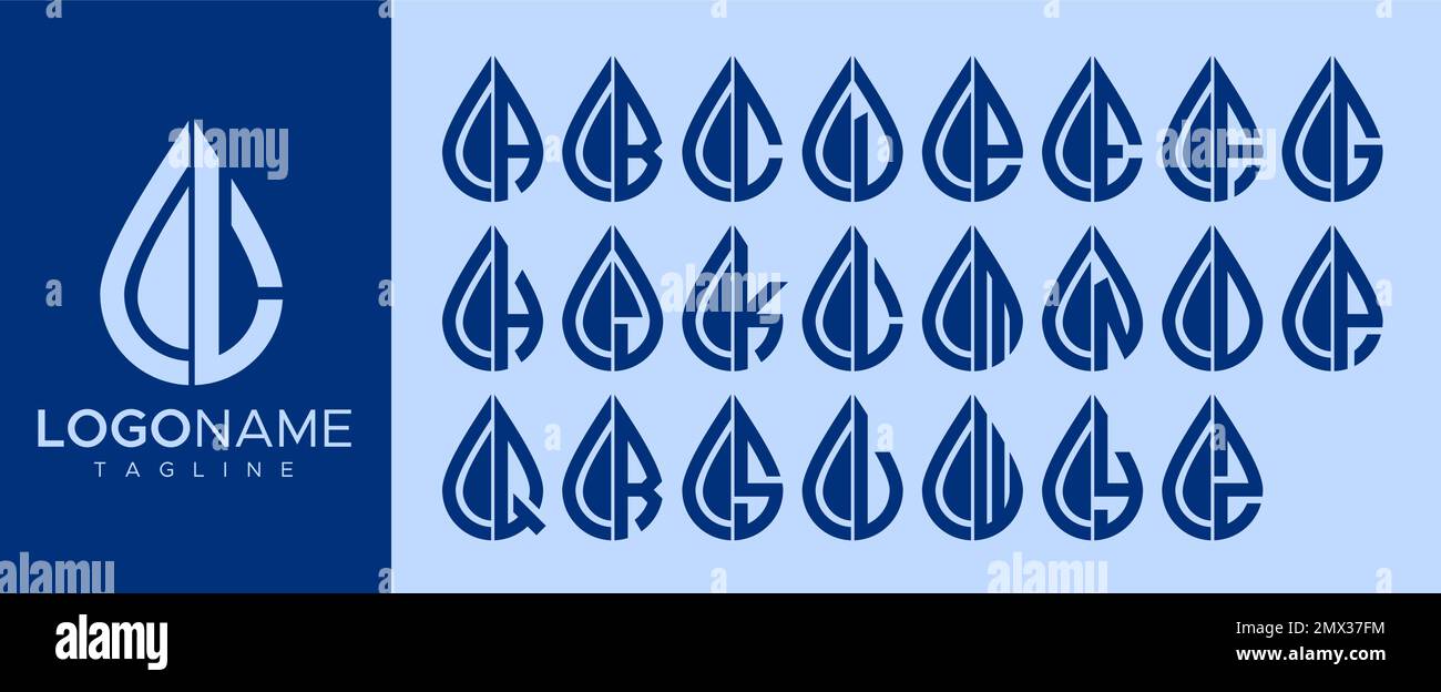 Collection of water drop letter logo design. Droplet letter logo brand ...