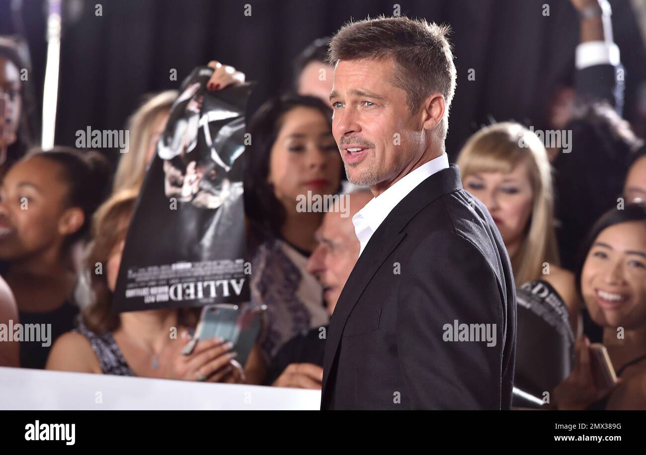 Brad Pitt arrives at the Los Angeles premiere of "Allied" at the ...