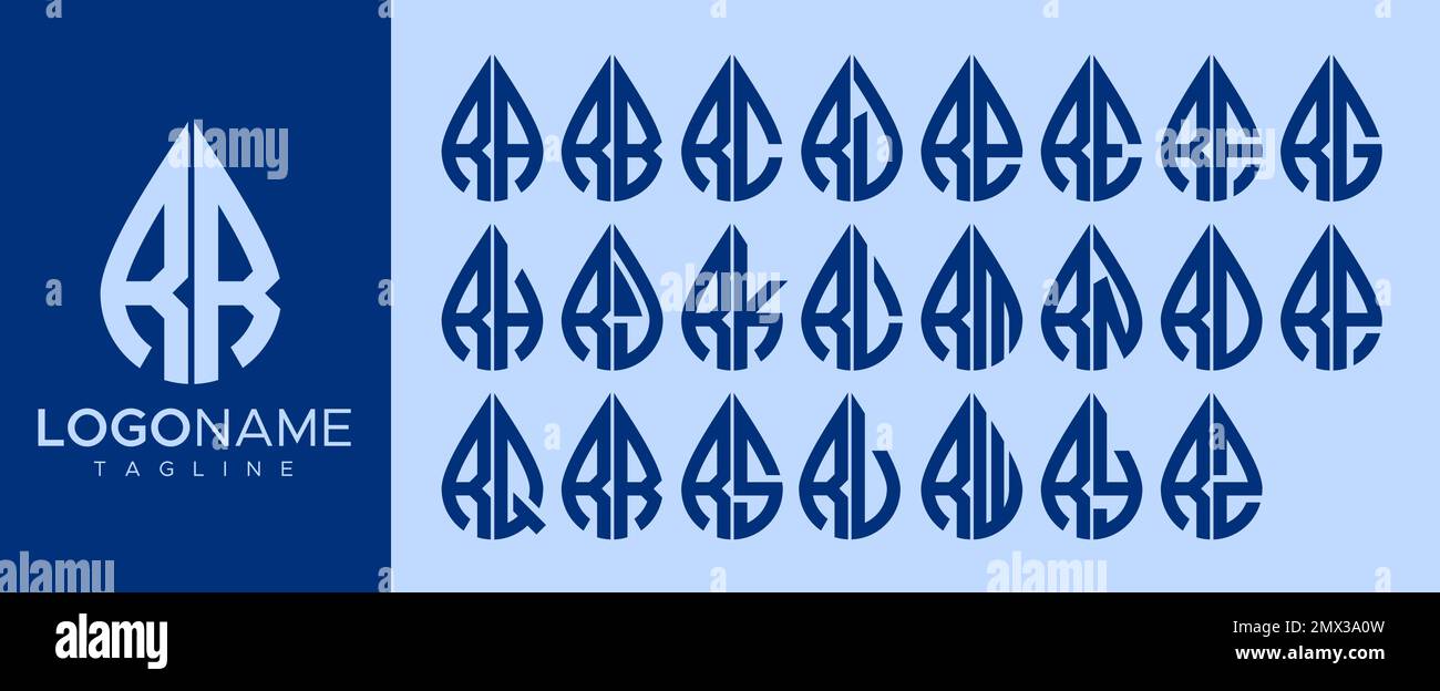 Collection of water drop R letter logo design. Droplet R letter logo ...