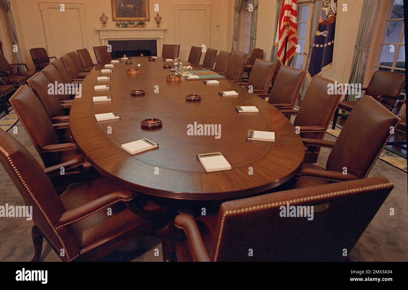 The refurbished Cabinet Room at the White House in Washington, D.C., is ...