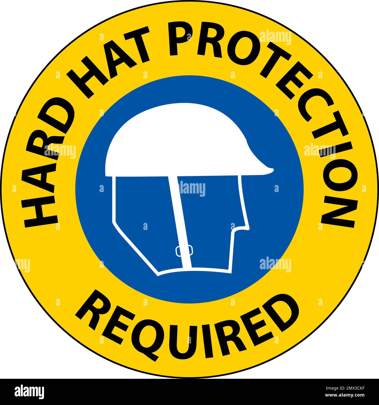 Hard Hat Protection Required Area Sign On White Background Stock Vector ...