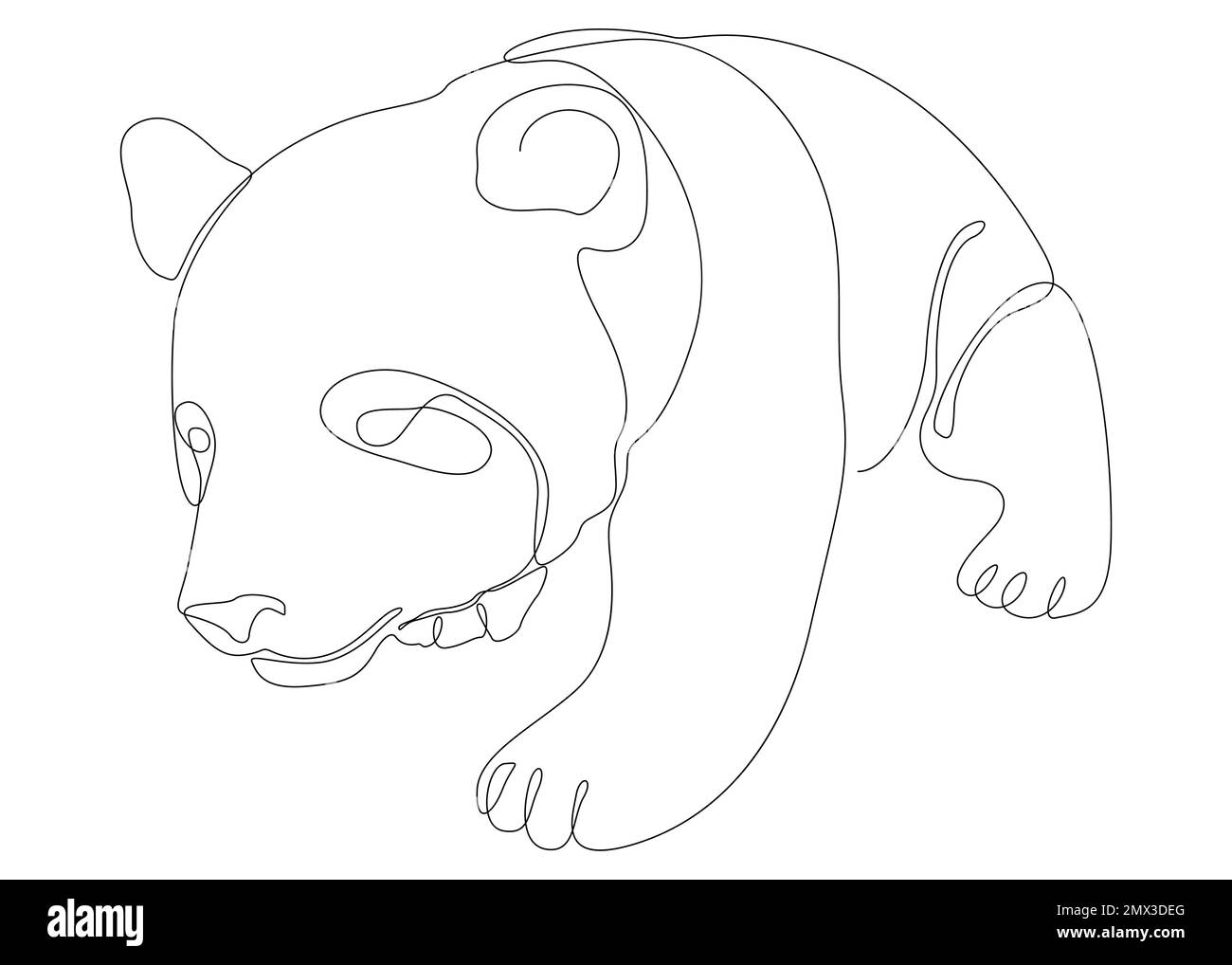 One continuous line of Panda Bear. Thin Line Illustration vector ...