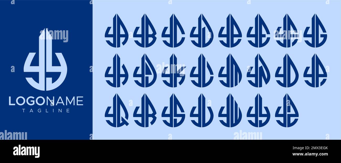 Collection of water drop Y letter logo design. Droplet Y letter logo ...