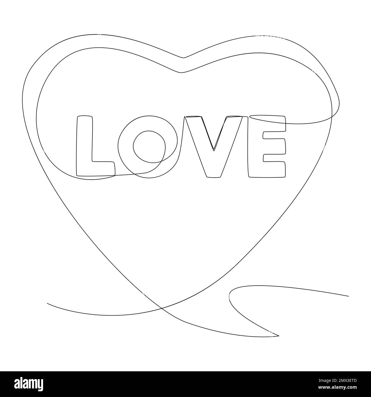 One Continuous Line Of Speech Bubble With Love Text Thin Line Illustration Vector Concept