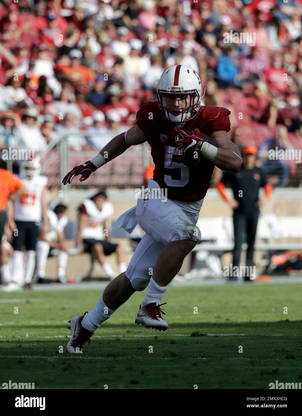 Stanford running back Christian McCaffrey (5) during an NCAA college ...