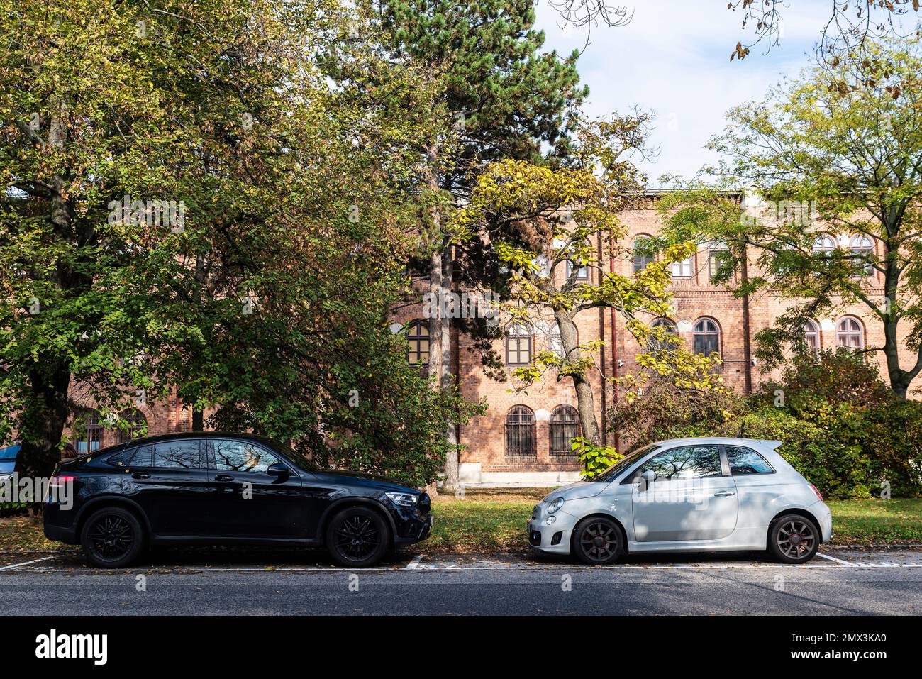 Vienna, Austria - October 16, 2022: Big black car versus small white ...