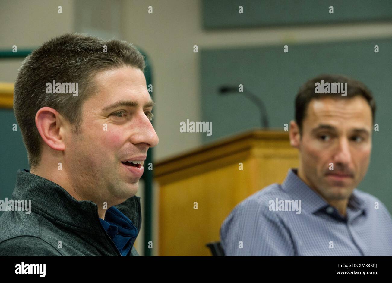 Cleveland Indians General Manager Mike Chernoff answers a question as ...