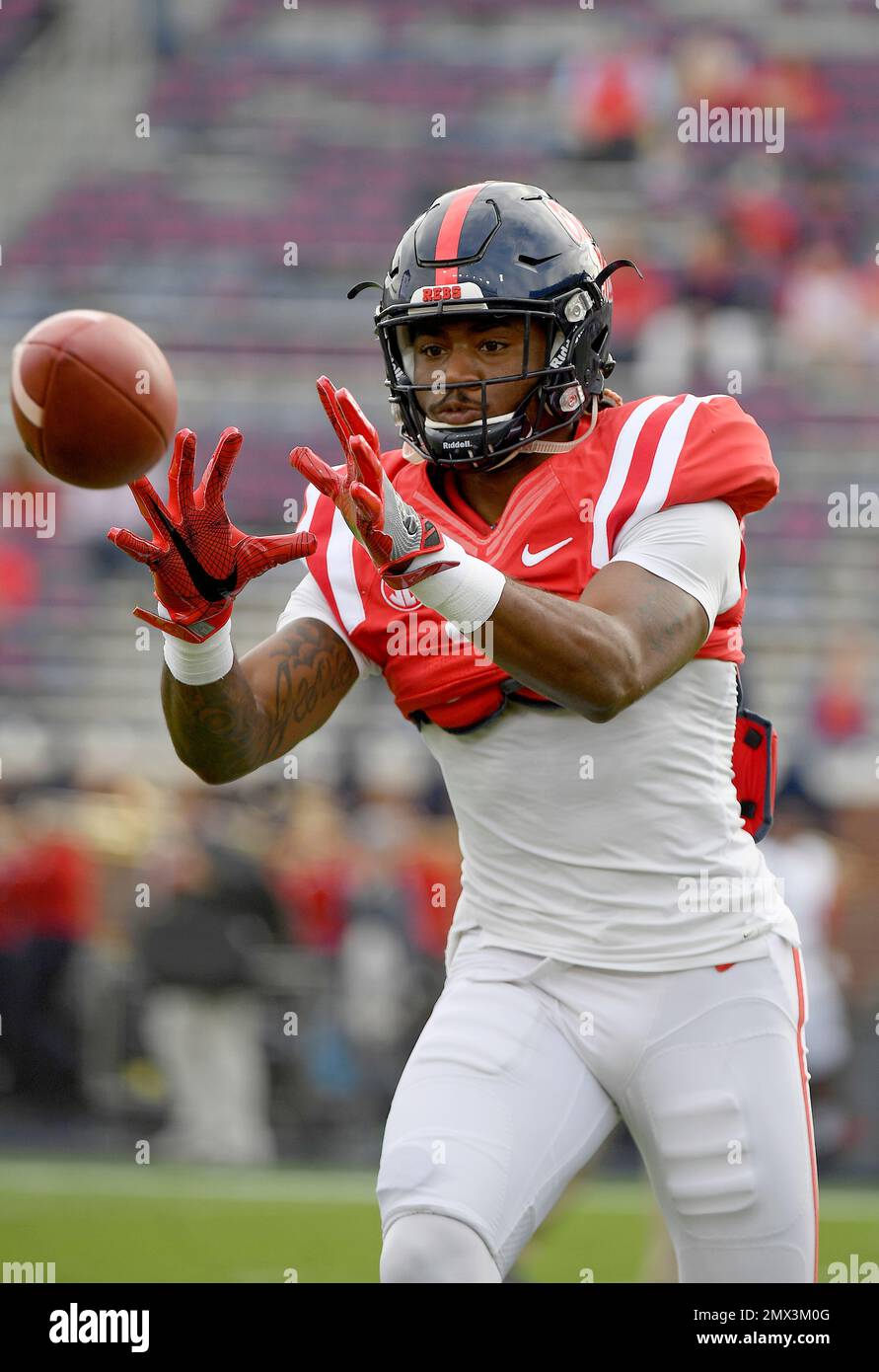 /Mississippi wide receiver Damore'ea Stringfellow (3) runs a drill ...