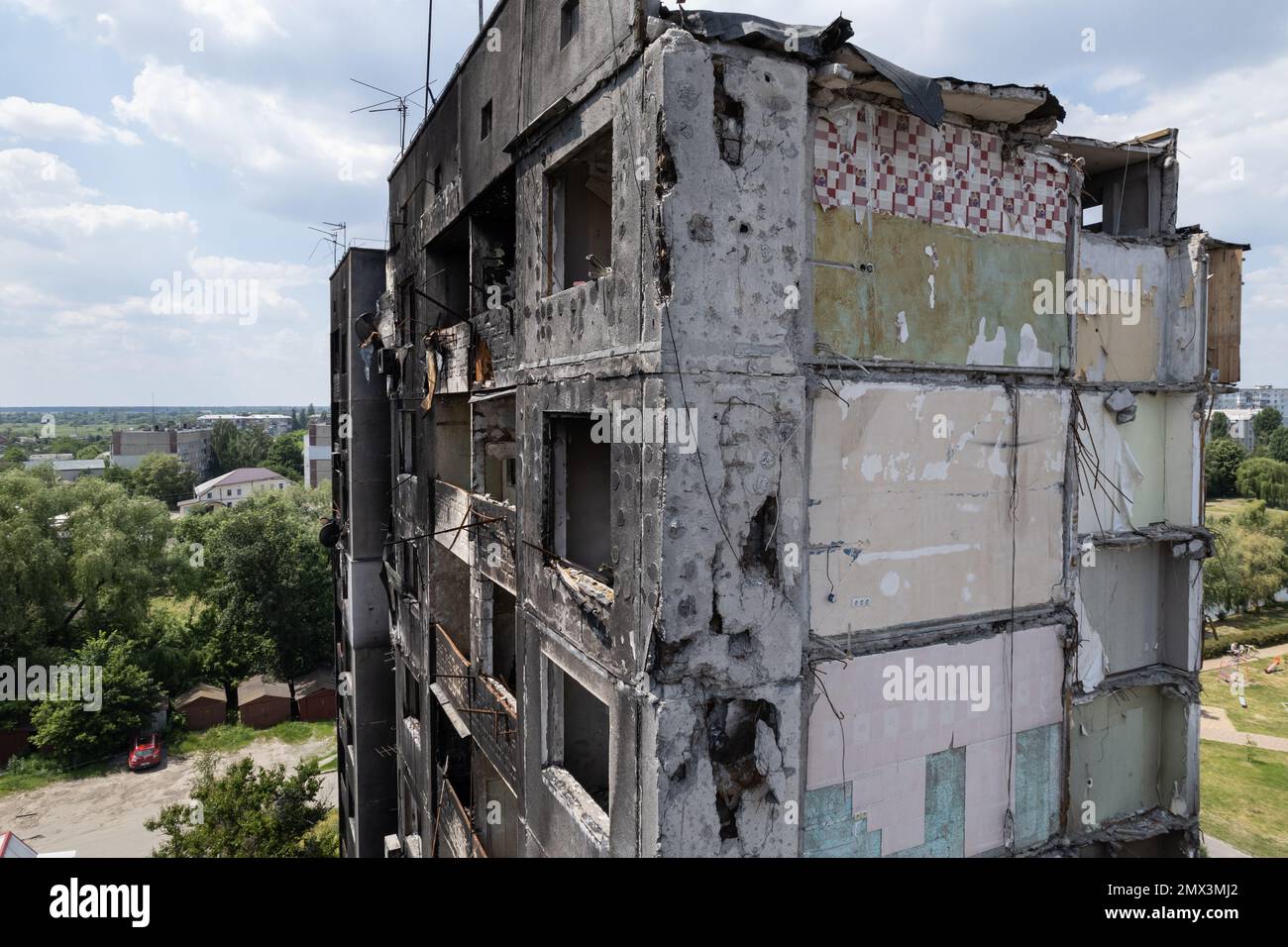 War in Ukraine - destroyed building in Borodyanka, Bucha district Stock ...