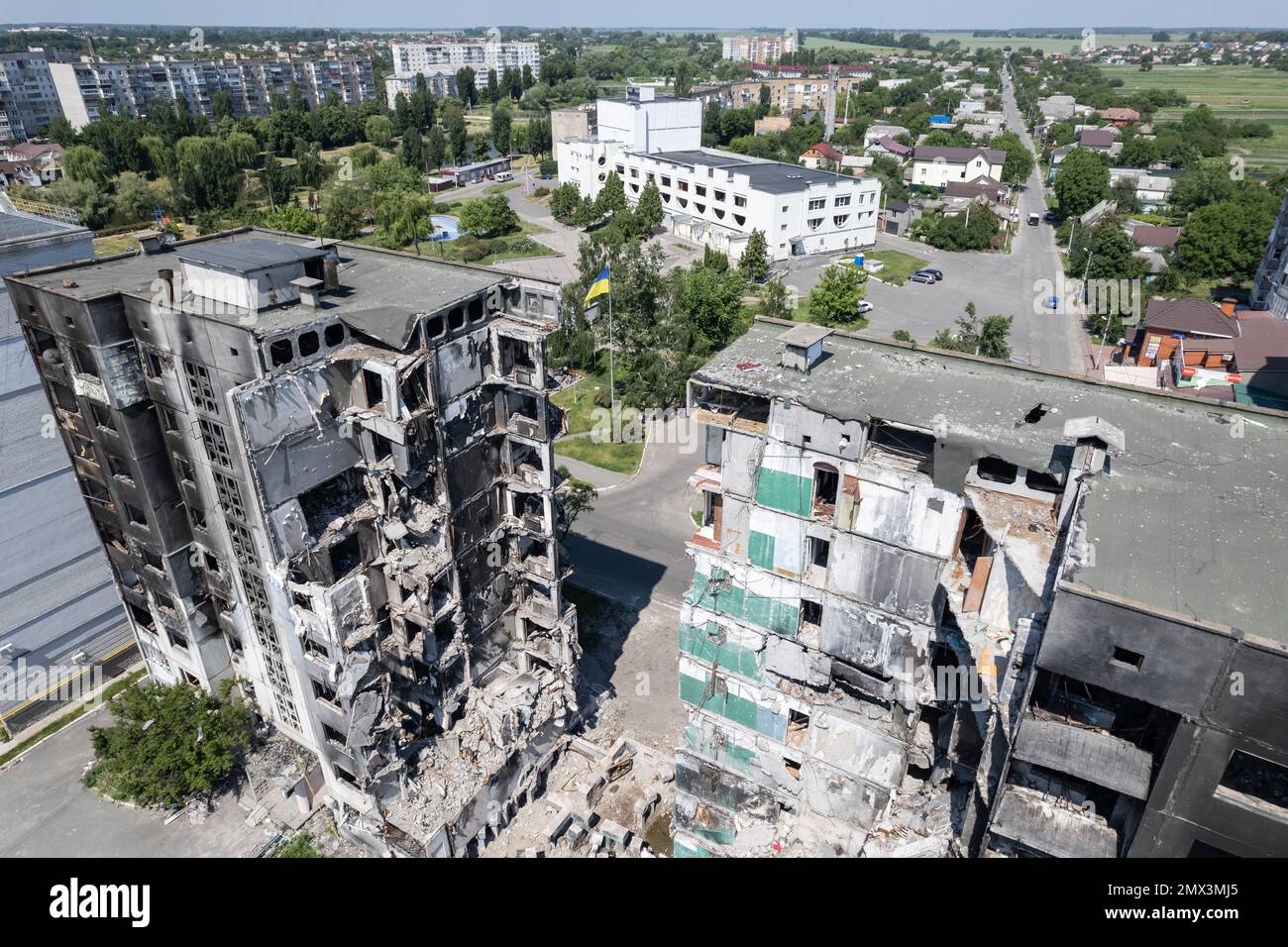 War in Ukraine - destroyed building in Borodyanka, Bucha district Stock ...