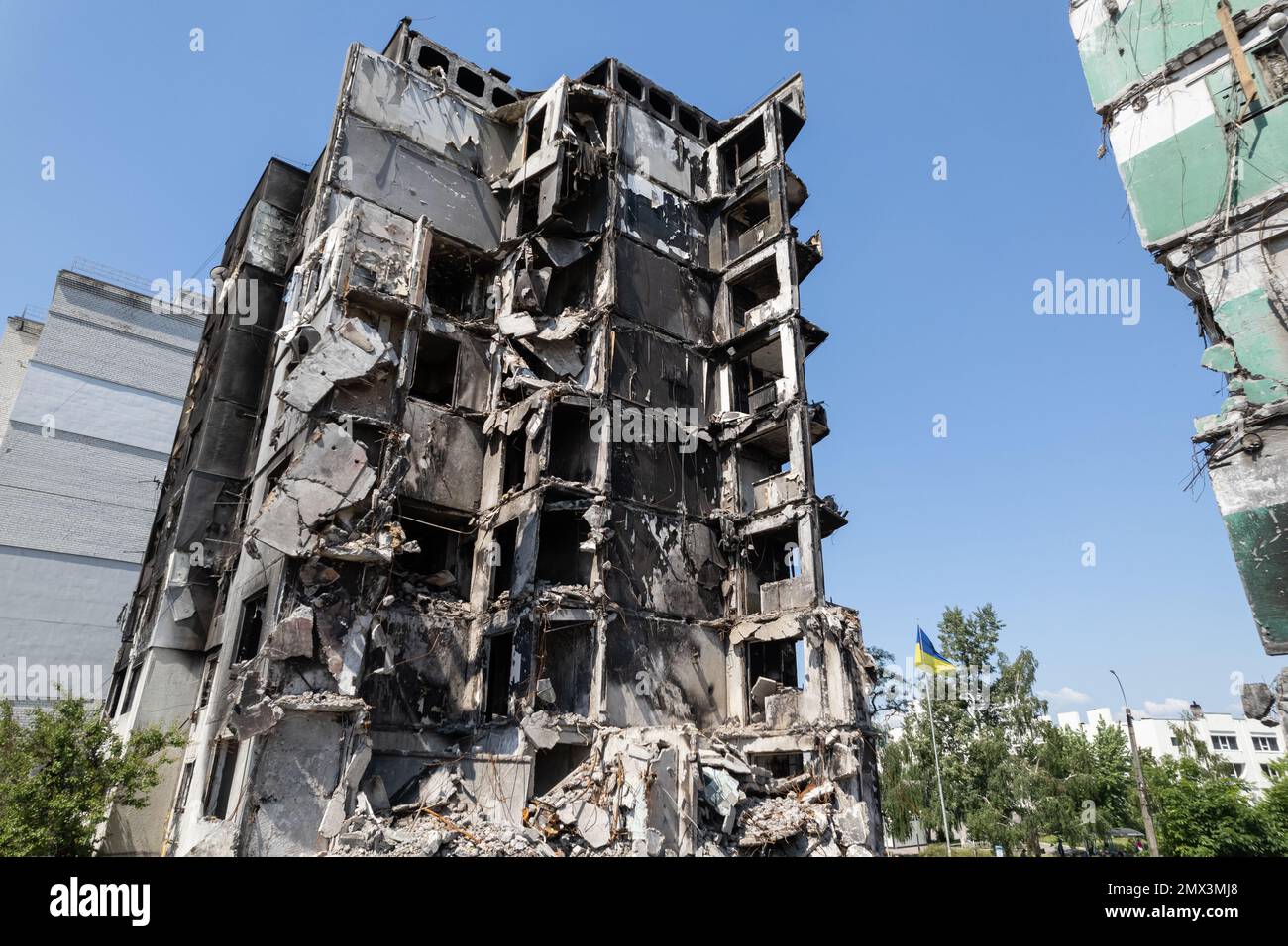War in Ukraine - destroyed building in Borodyanka, Bucha district Stock ...