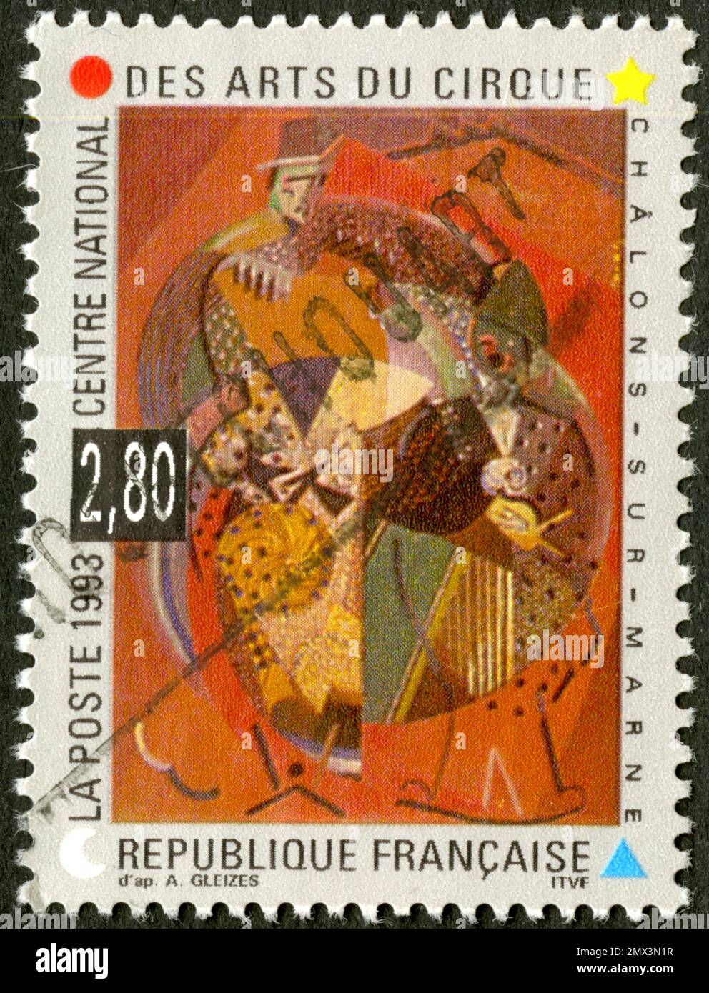 TIMBRE OBLITÉRÉ RÉPUBLIQUE FRANÇAISE. LA POSTE 1993. CENTRE NATIONAL ...