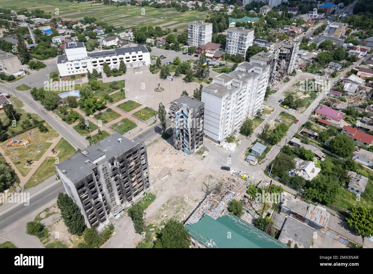 Borodyanka, Ukraine - a destroyed building during the war, Bucha ...