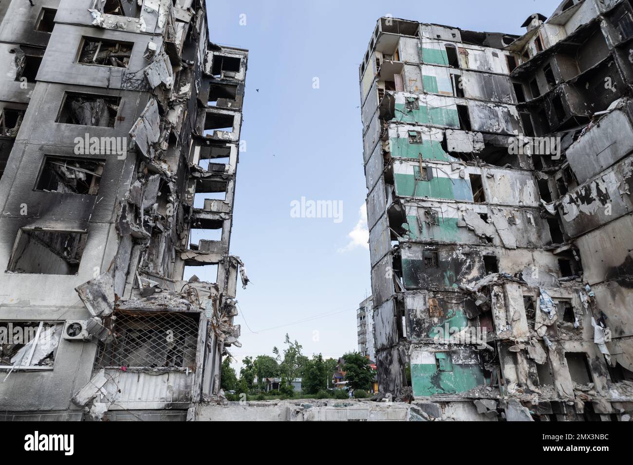 War in Ukraine - destroyed building in Borodyanka, Bucha district Stock ...