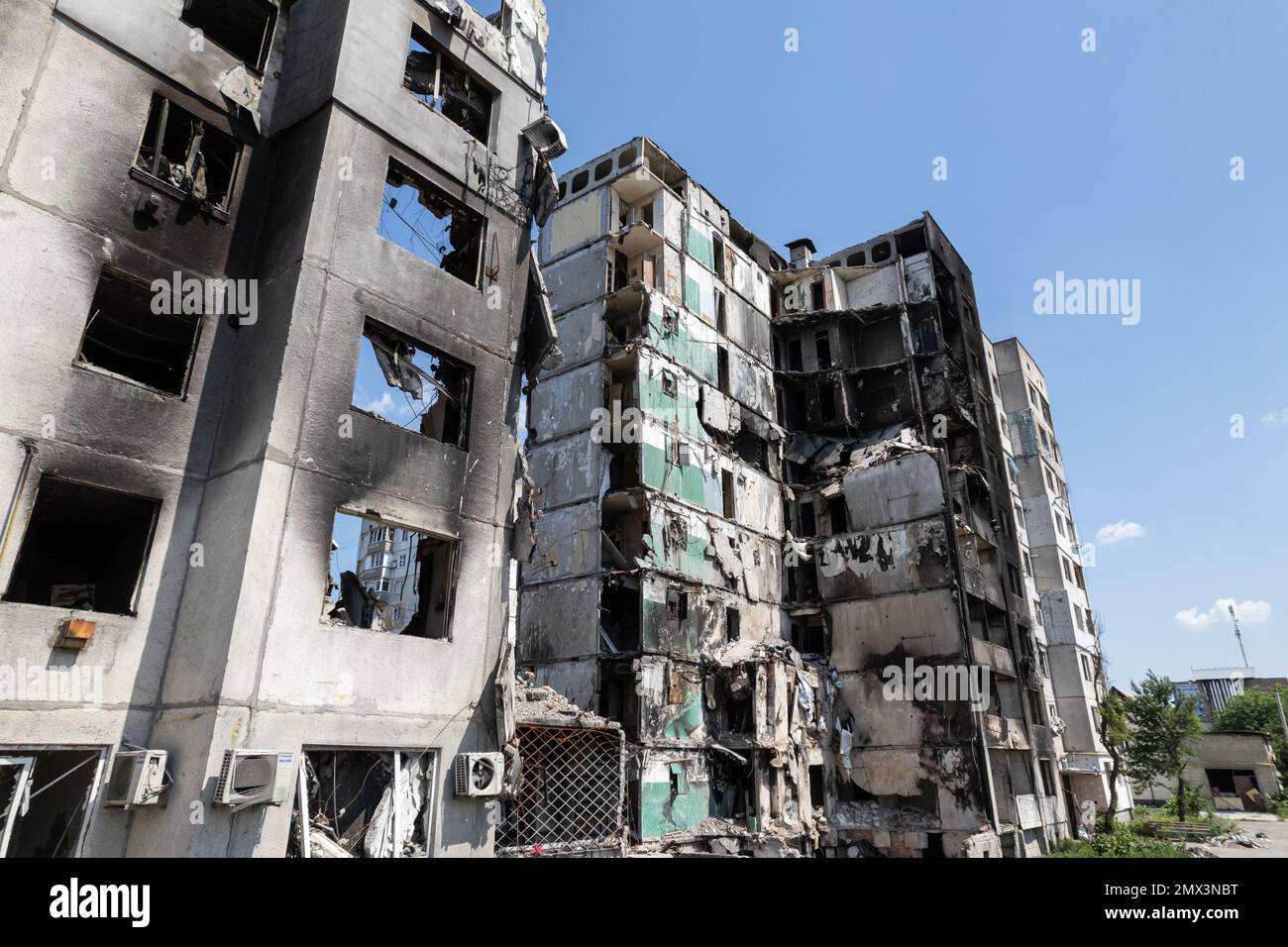 War in Ukraine - destroyed building in Borodyanka, Bucha district Stock ...