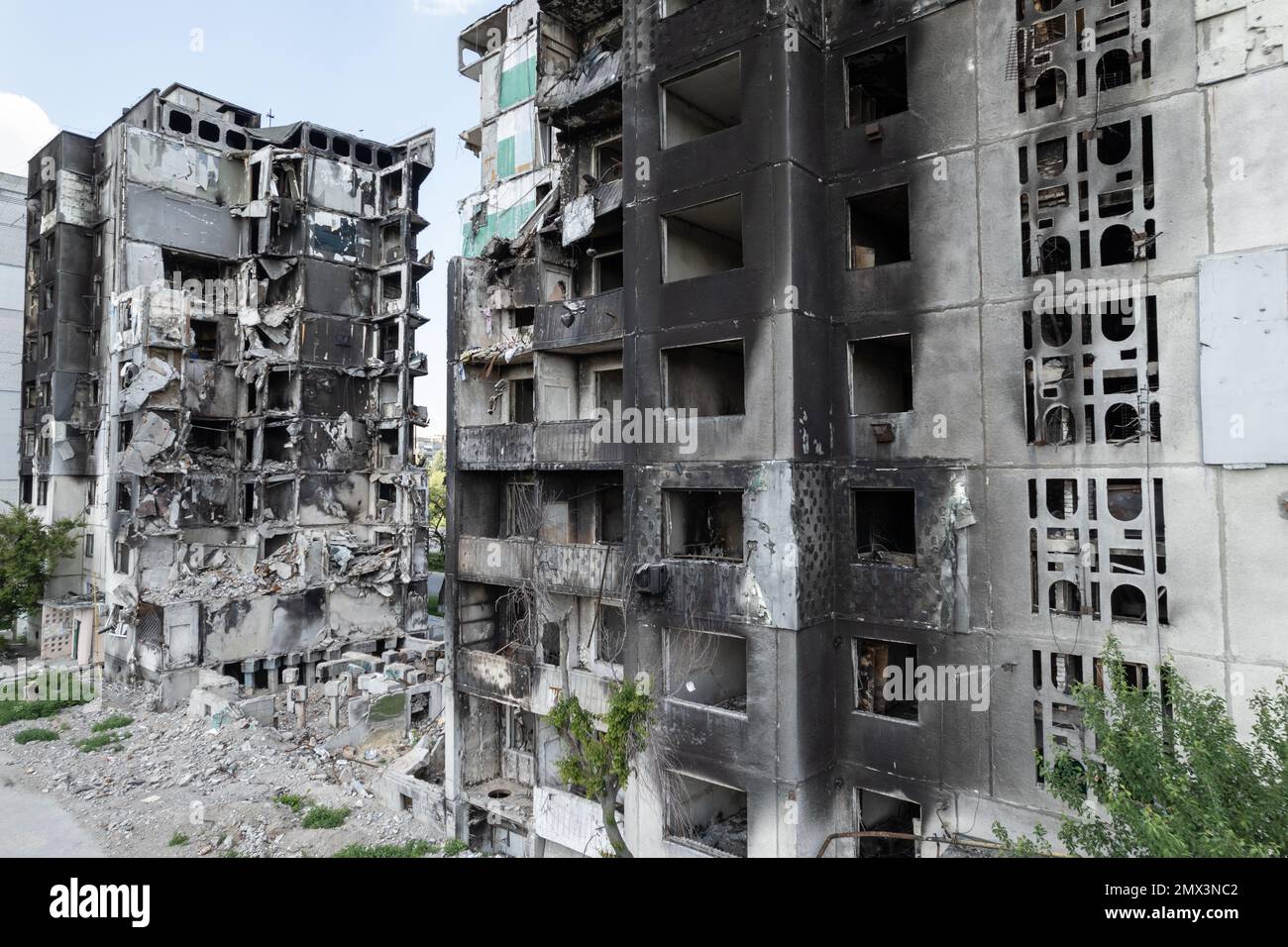 War in Ukraine - destroyed building in Borodyanka, Bucha district Stock ...
