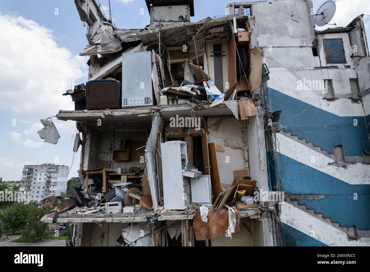 War in Ukraine - destroyed building in Borodyanka, Bucha district Stock ...