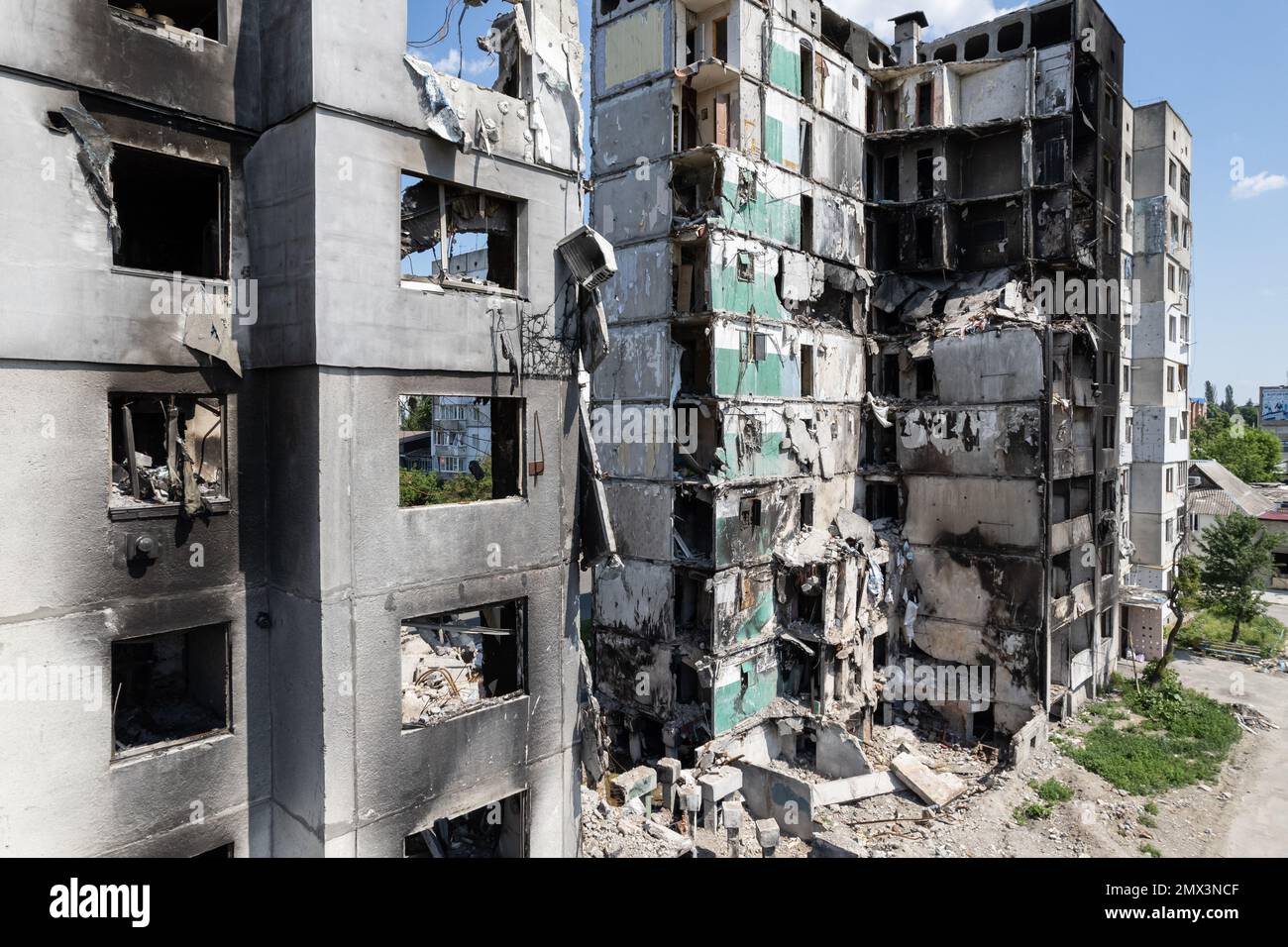 War in Ukraine - destroyed building in Borodyanka, Bucha district Stock ...