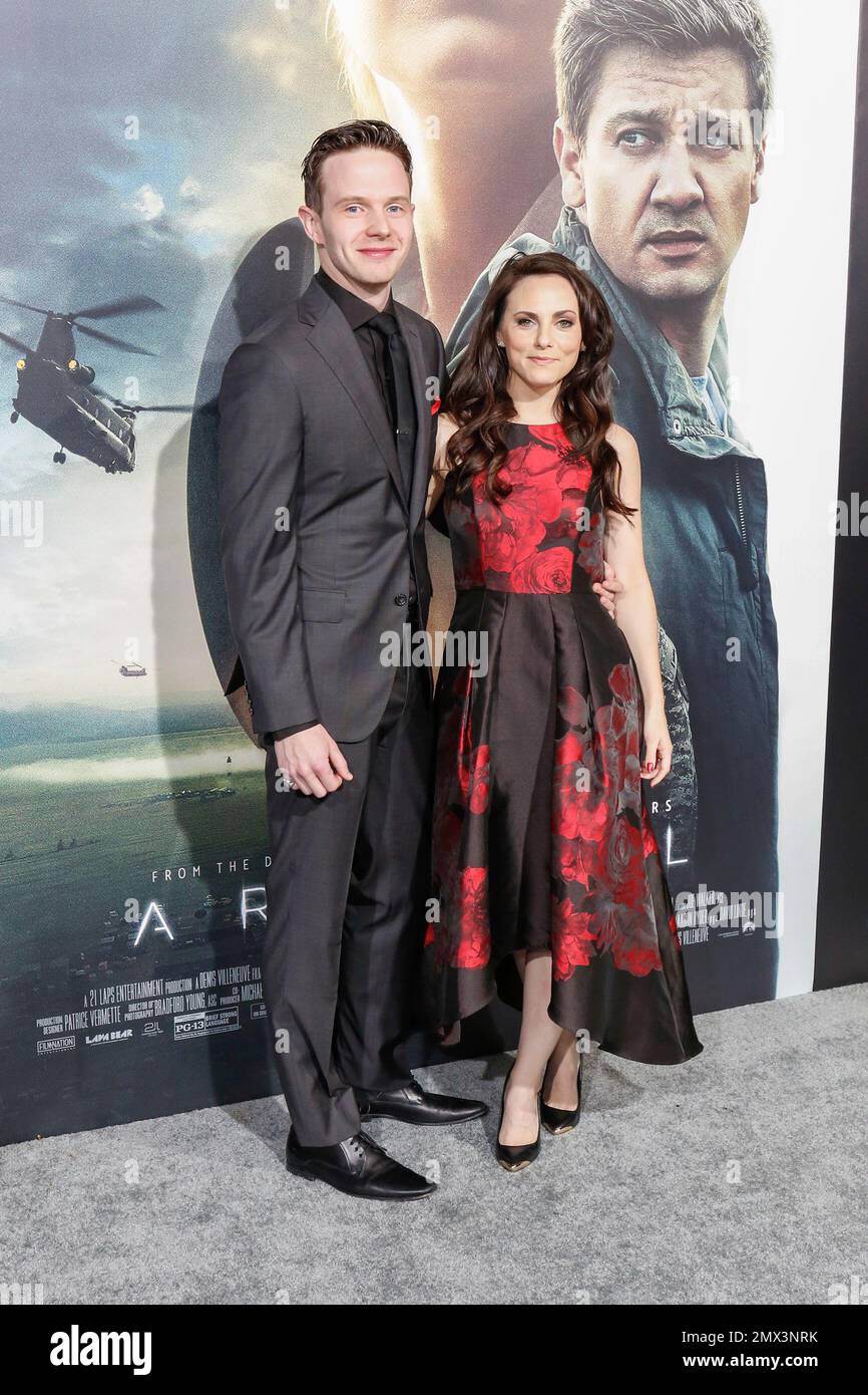 Mark O'Brien, left, and Georgina Reilly arrive at the LA Premiere of "Arrival" at the Regency ...