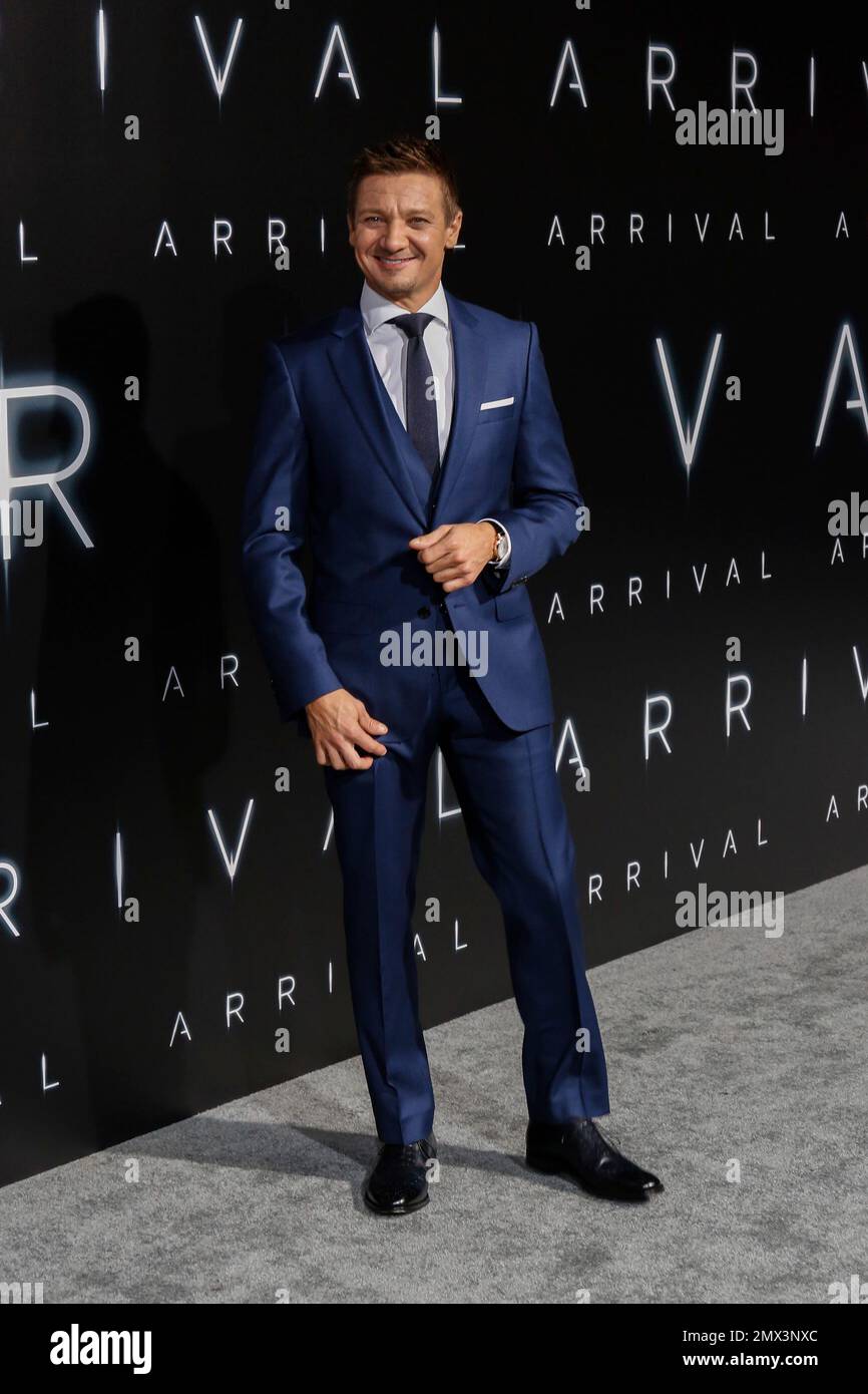 Jeremy Renner arrives at the LA Premiere of "Arrival" at the Regency ...